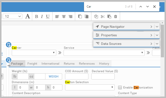 Designer workspace - Searching